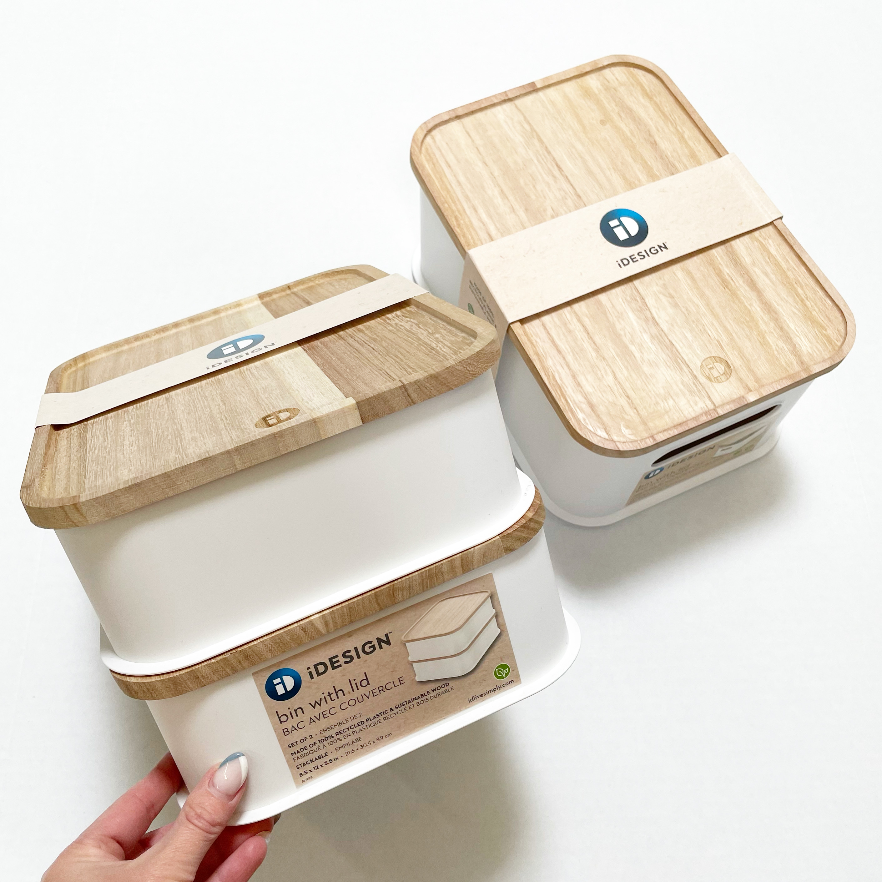 White plastic storage bins store