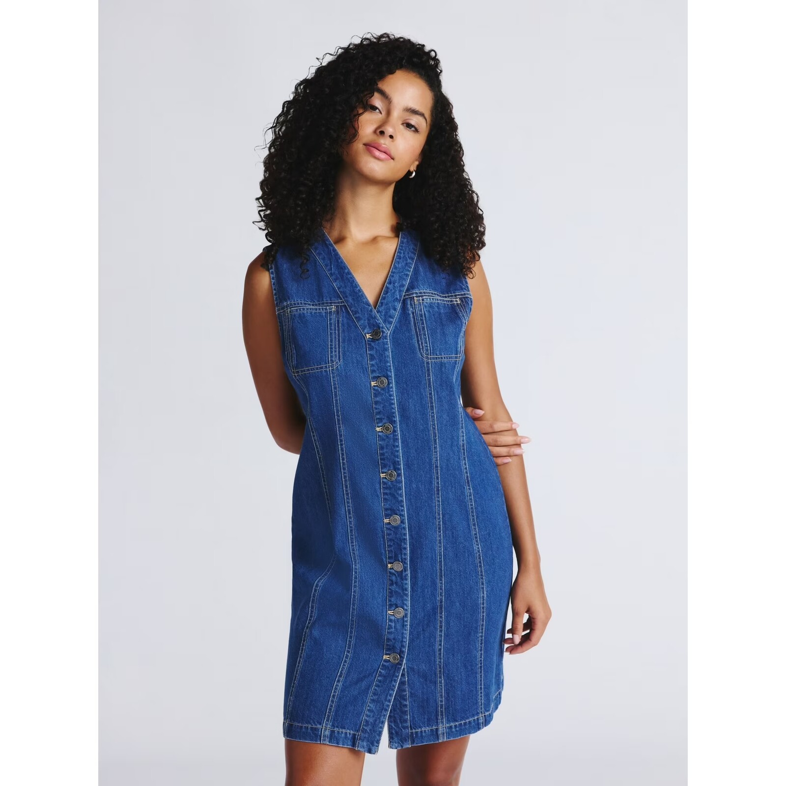 Time and Tru Denim Button Front Mini Dress - Walmart Finds